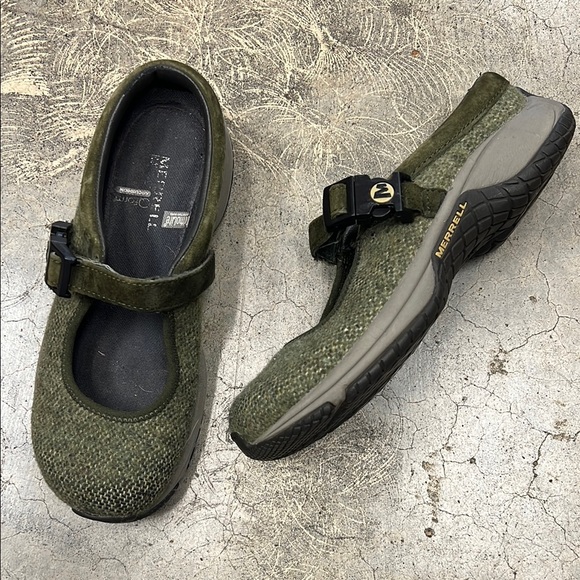 Merrell | Shoes | Merrell Green Flats With Mary Jane Design | Poshmark